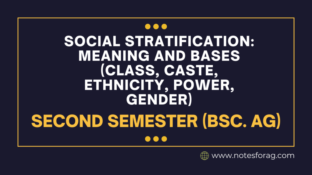 Social stratification: meaning and bases (class, caste, ethnicity ...