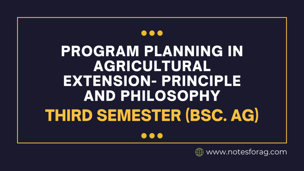 Program Planning in Agricultural Extension- Principle and Philosophy ...